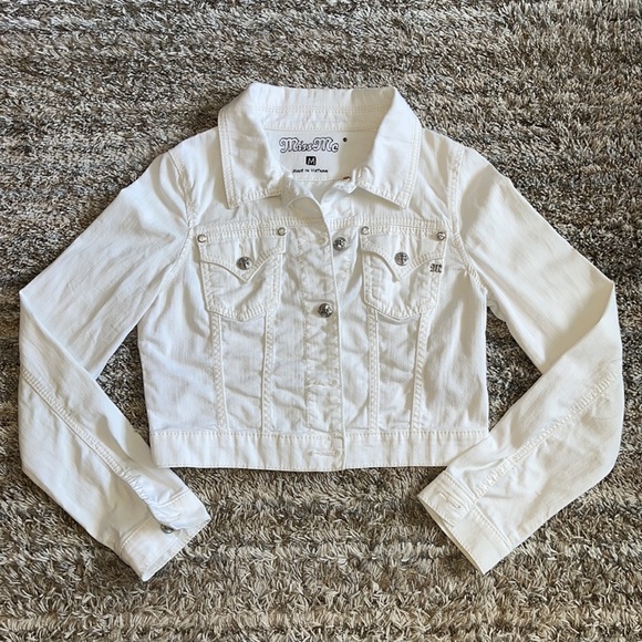 Miss Me | Jackets & Coats | Miss Me White With Crystal Denim Jacket ...